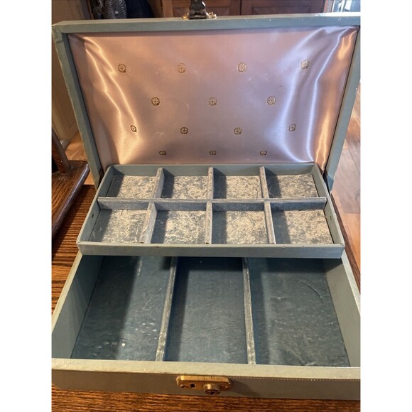 Unbranded | Jewelry | Vintage Two Tiered Blue Jewelry Box With Blue ...